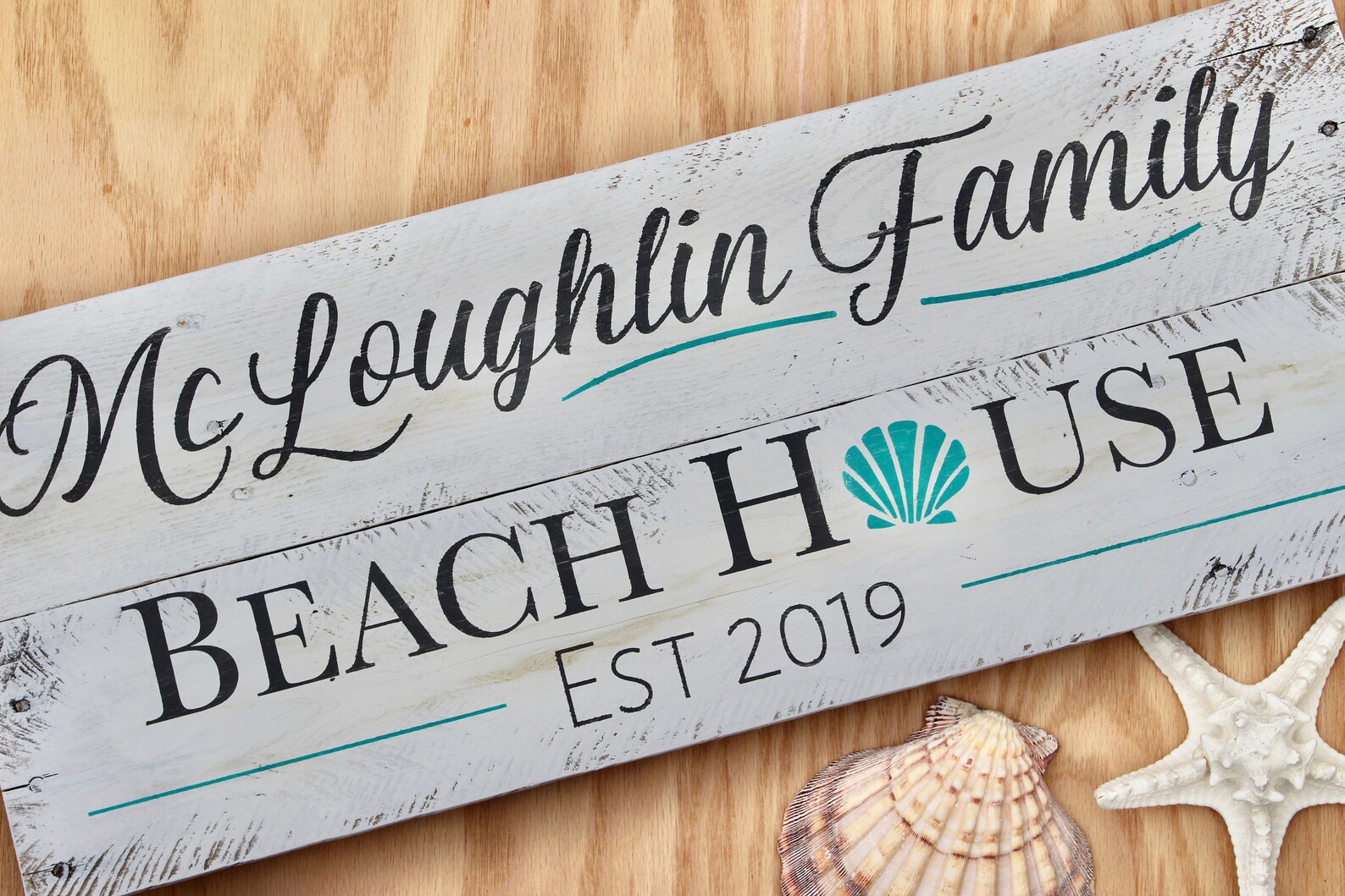 Personalized Family Beach House Sign Choose Your Colors | Etsy
