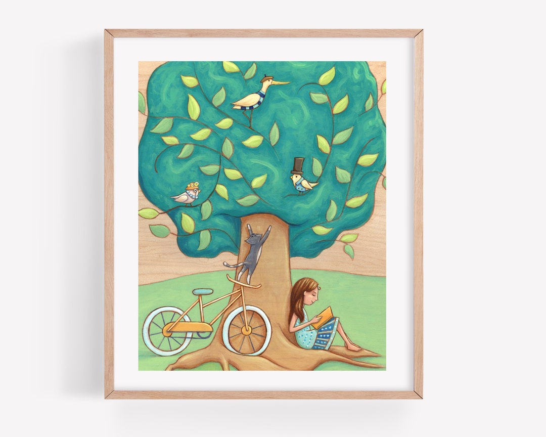 Whimsical Library Print, Cats, Library Print, Library Art, Book Nook ...