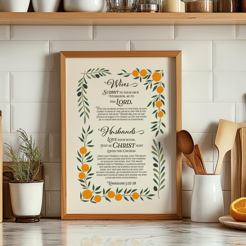Bible Verse Print, Ephesians 5:22-28, Wives and Husbands - Etsy