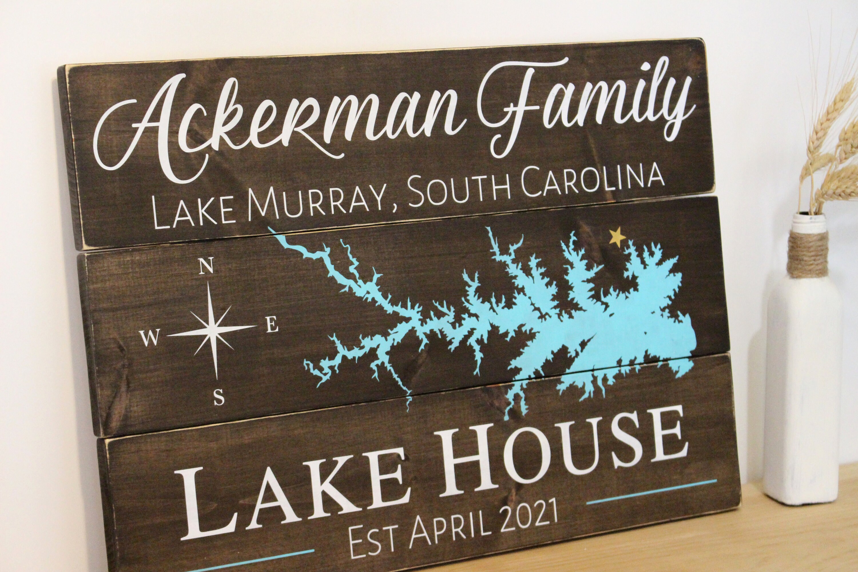 Personalized Family Lake House Sign Lake Map Sign Lake Life | Etsy