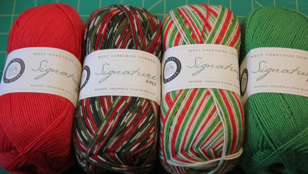 Eld7, D1up: WYS Christmas 4ply Non Glitter Colors West Yorkshire Spinners / 75% Wool 25 Nylon ...