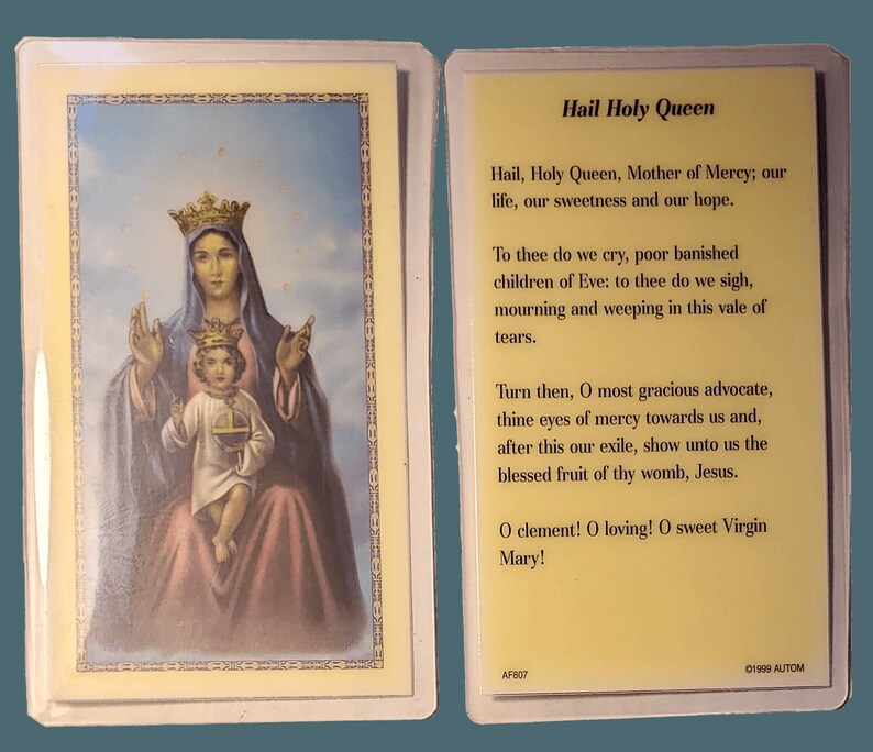 Prayer Card Hail Holy Queen Laminated AF - Etsy