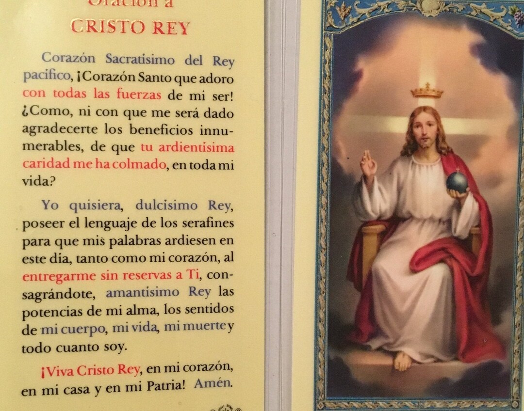 Prayer Card Oracion A Cristo Rey SPANISH Laminated - Etsy