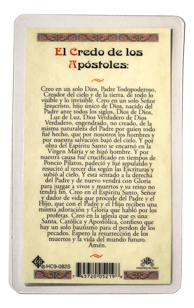 Prayer Card El Credo De Los Apostoles SPANISH Laminated HC9-082S - Etsy