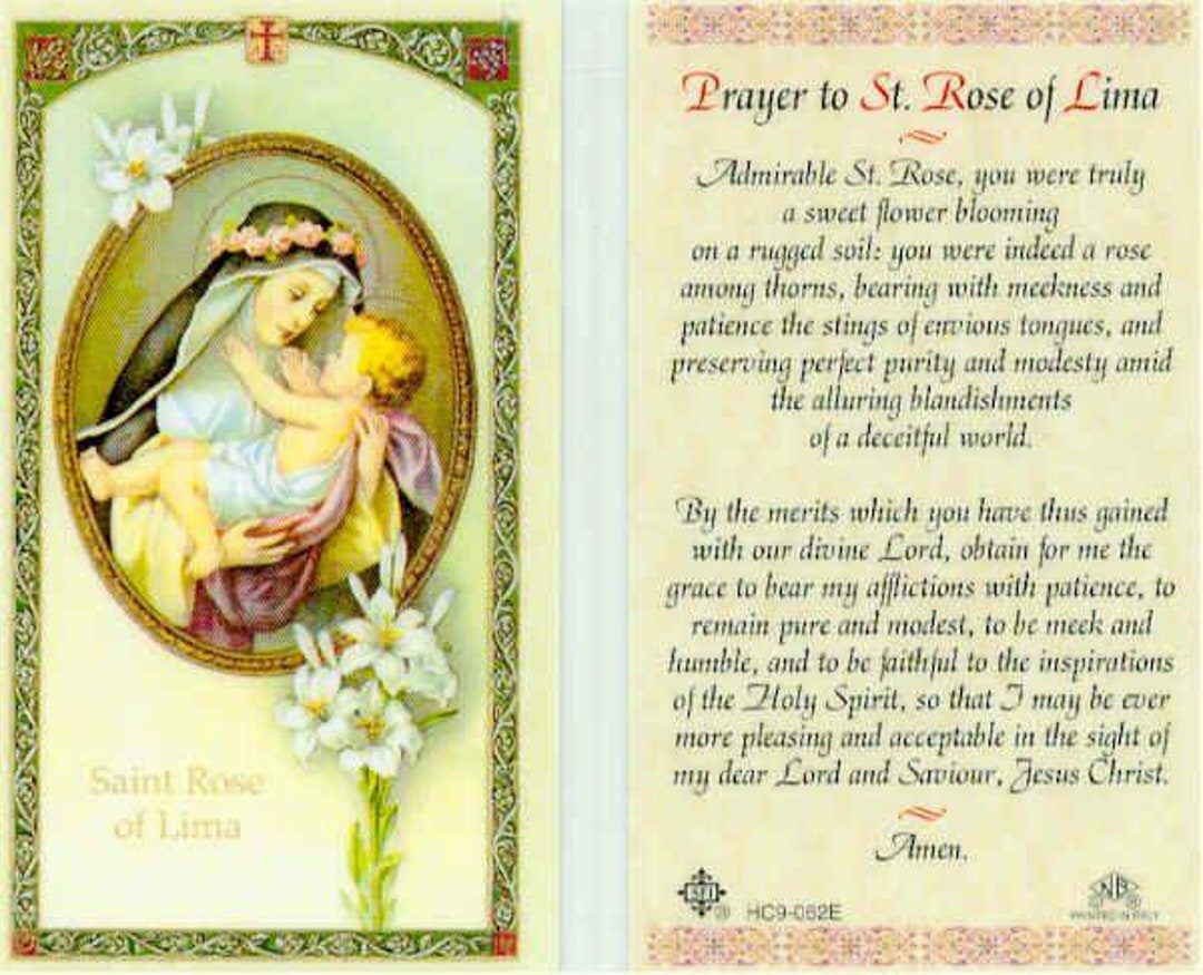 Prayer Card Prayer to Saint Rose of Lima Laminated HC-E - Etsy