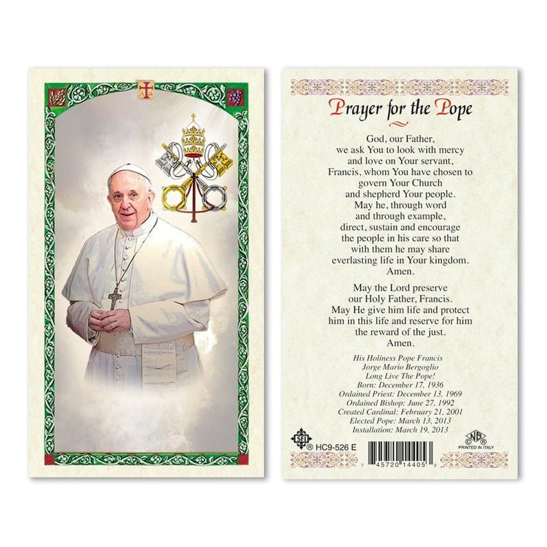 Prayer Card Prayer for the Pope Laminated HC-E - Etsy