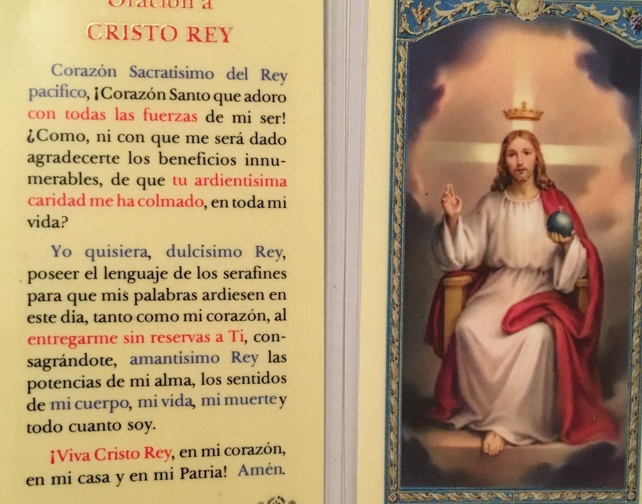 Prayer Card Oracion A Cristo Rey SPANISH Laminated - Etsy