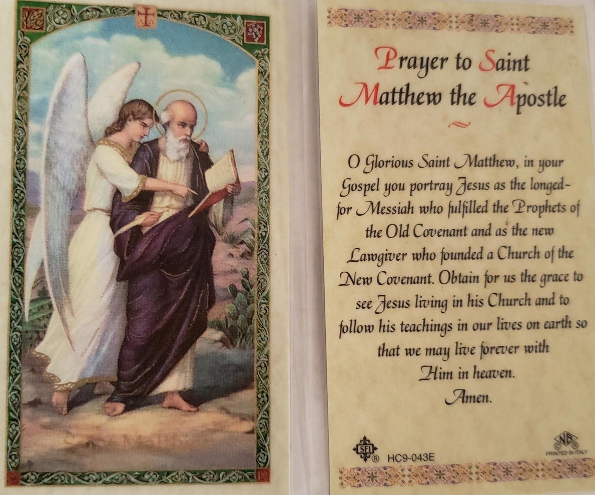 Prayer Card Prayer to Saint Matthew the Apostle Laminated HC-E - Etsy