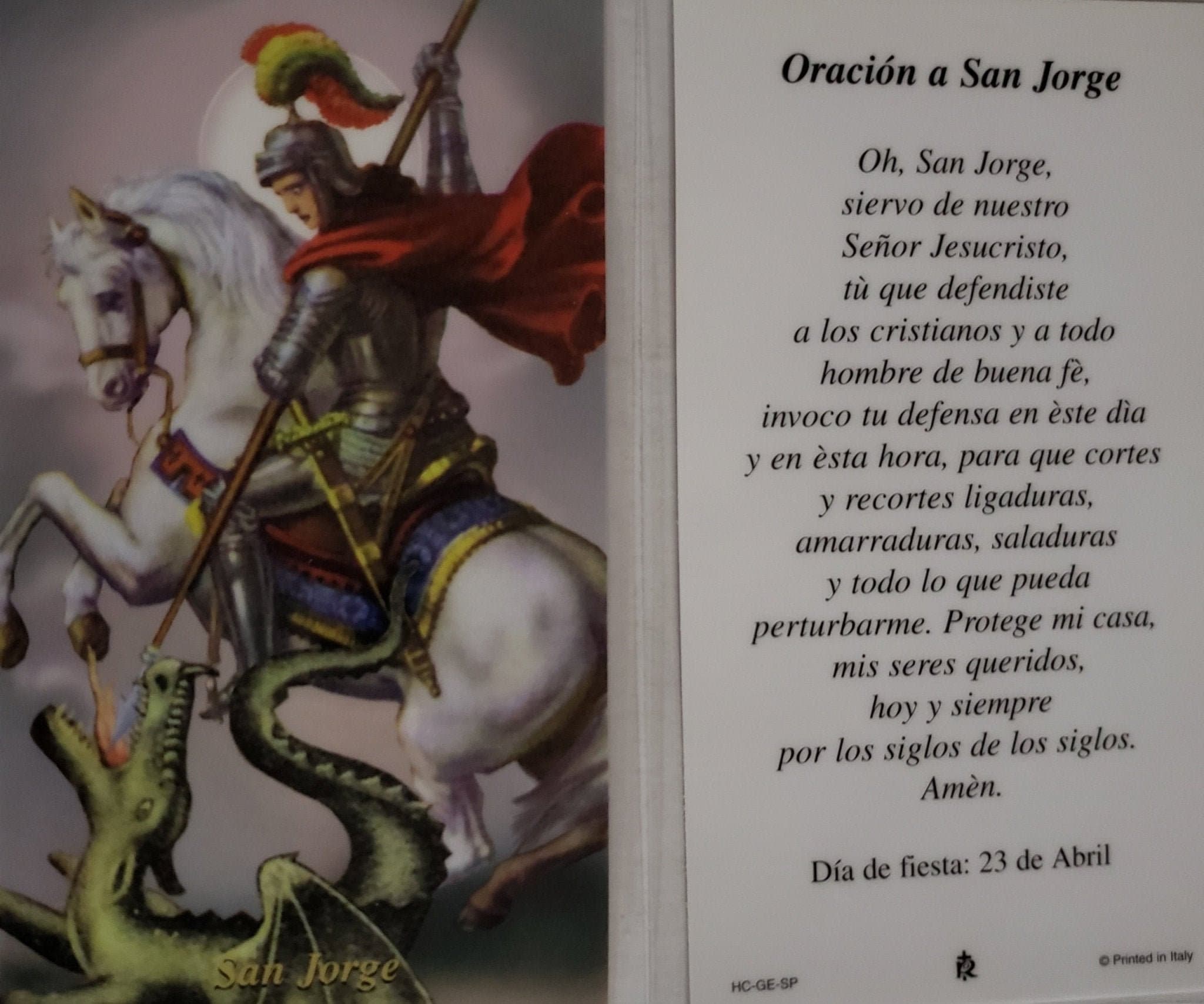 Prayer Card Oracion A San Jorge SPANISH Laminated Hc-ge-sp - Etsy