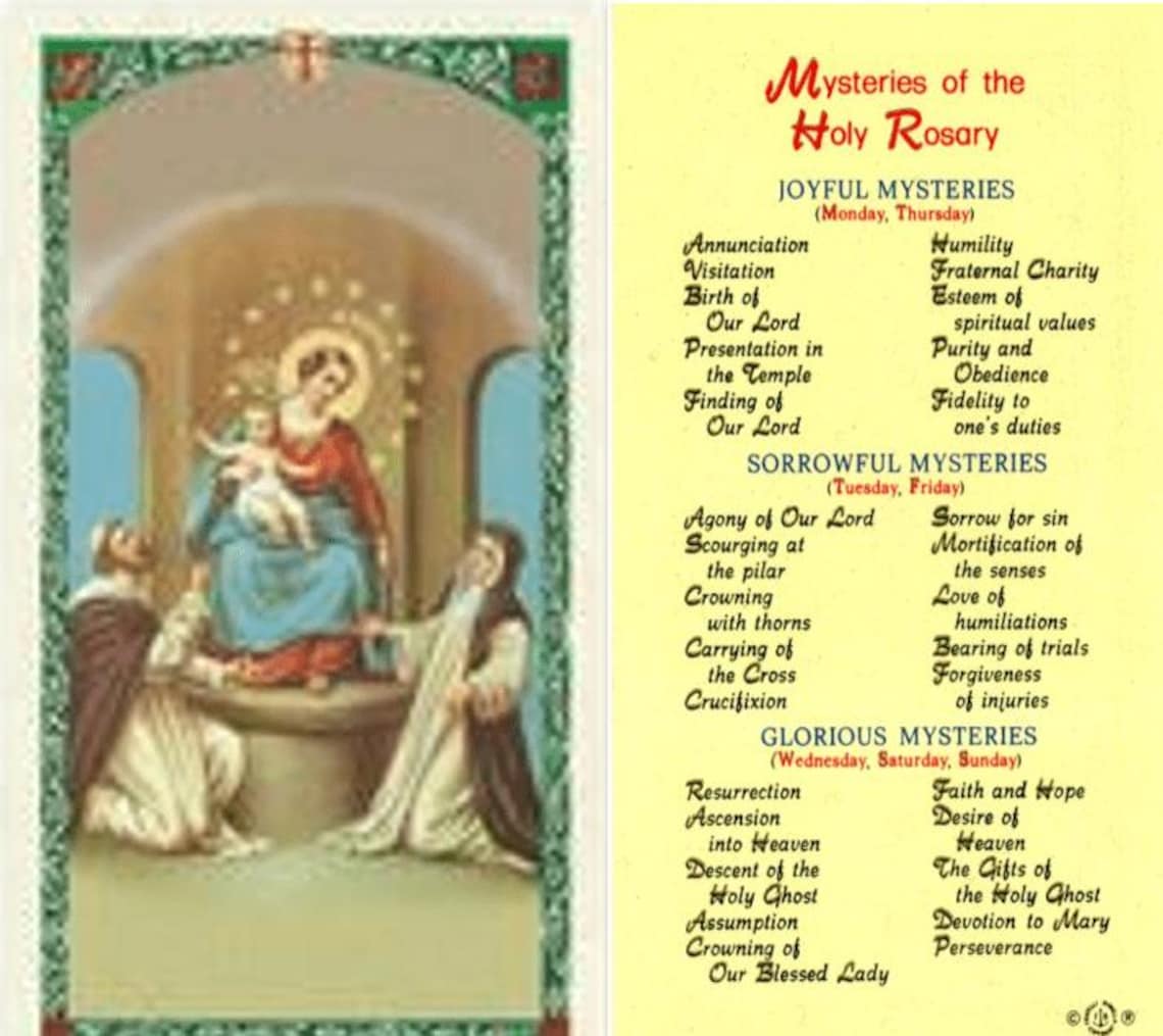Prayer Card Mysteries of the Holy Rosary Joyful Mysteries Laminated 800-206 - Etsy