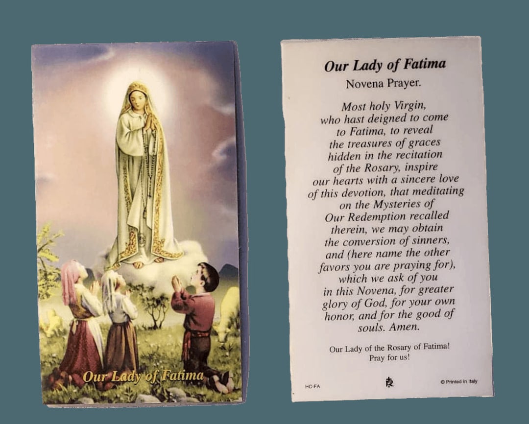 Prayer Card Our Lady of Fatima Novena Prayer Laminated HC-FA - Etsy