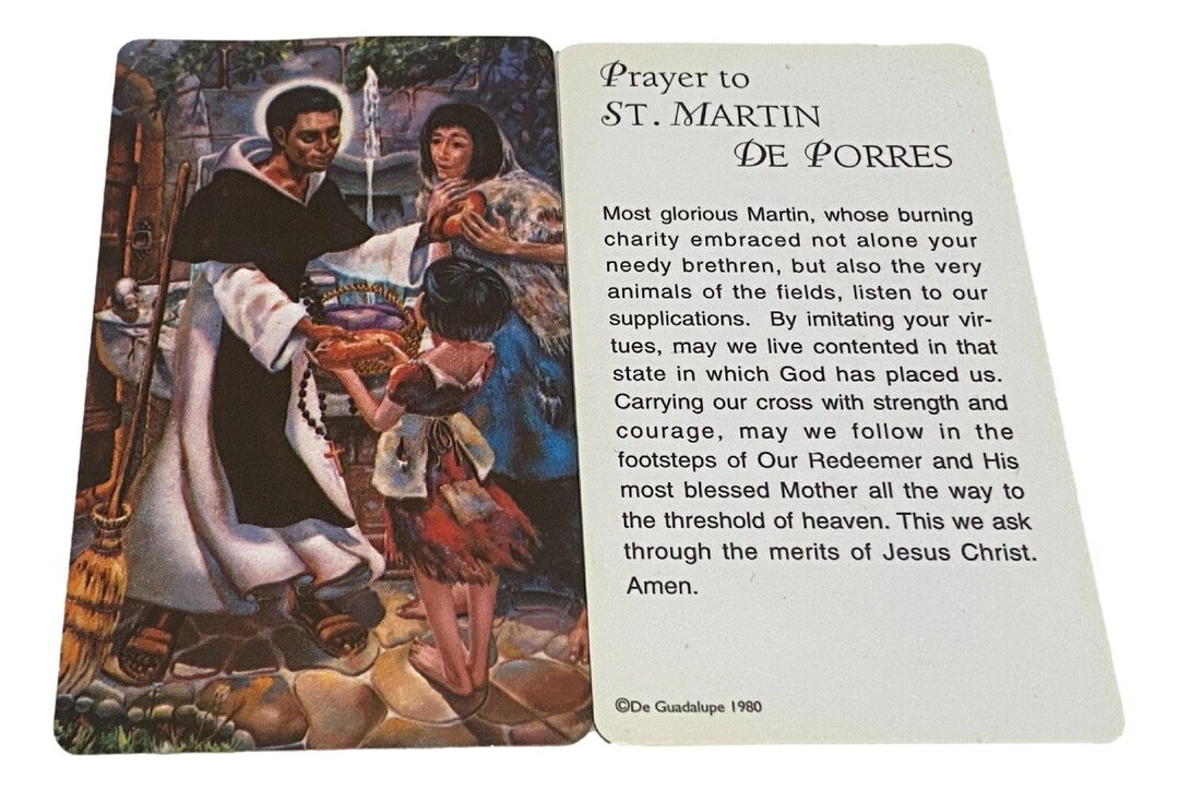 Prayer Card Laminated Prayer to St Martin De Porres English NC - Etsy