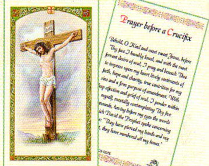 Holy Card Prayer Before A Crucifix With Illustration of Christ on the ...