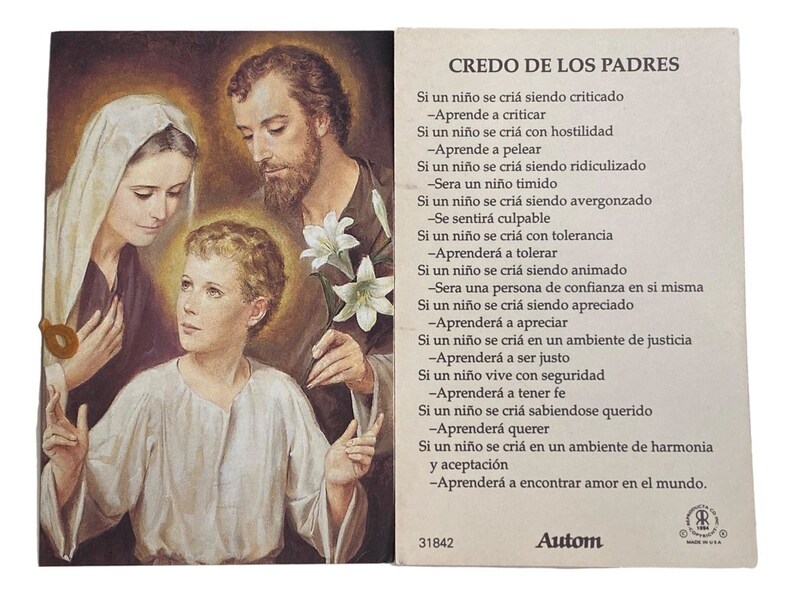 Prayer Card Credo De Los Padres - Etsy