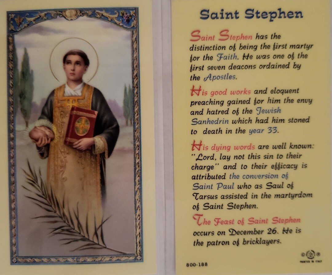 Prayer Card Prayer to Saint Stephen Laminated - Etsy