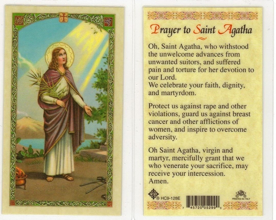 Prayer Card Prayer to Saint Agatha Laminated HC-E - Etsy