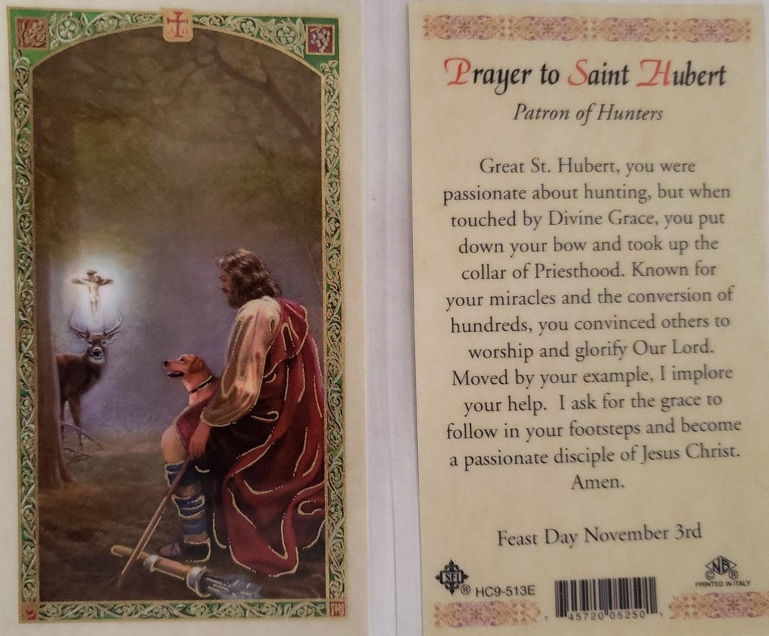 Prayer Card Prayer to Saint Hubert Patron of Hunters Laminated HC-E - Etsy