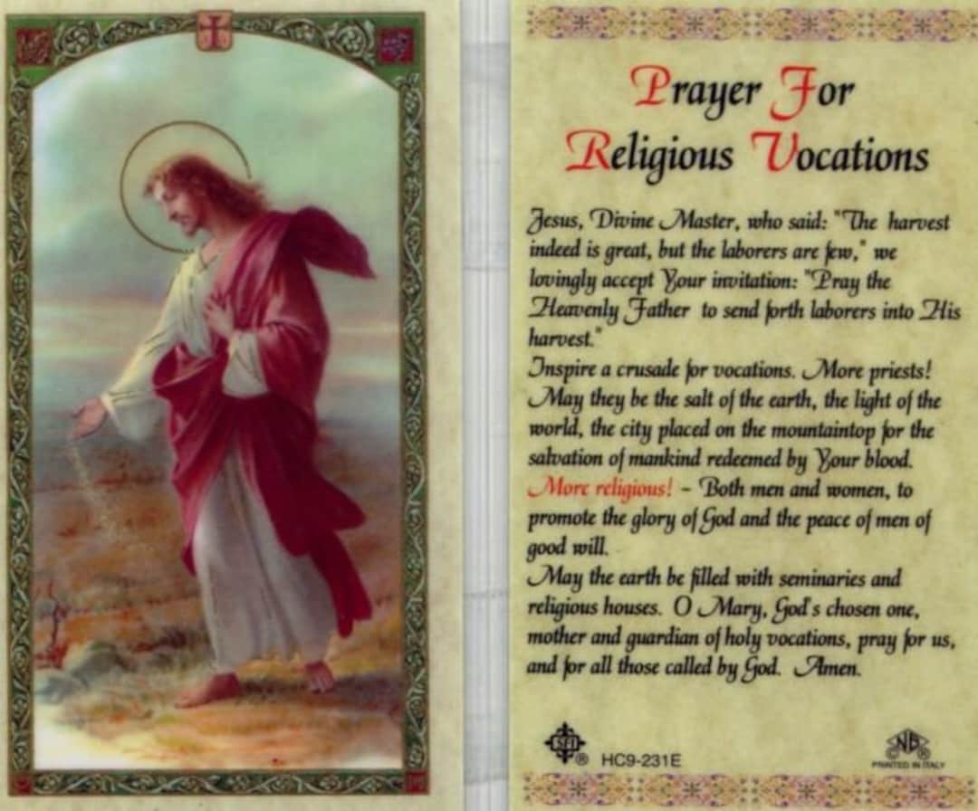 Prayer Card Prayer for Religious Vocations Laminated HC-E - Etsy