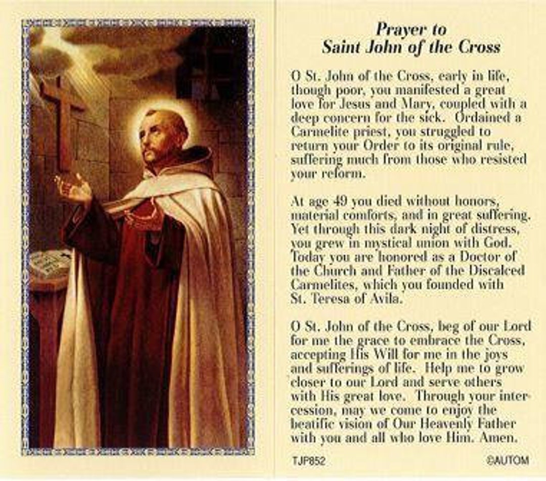 Prayer Card Prayer to Saint John of the Cross No-laminated CC - Etsy