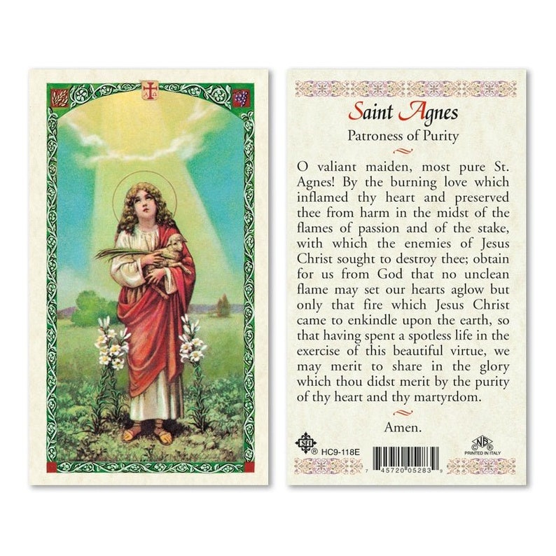 Prayer Card Prayer to Saint Agnes Laminated HC-E - Etsy