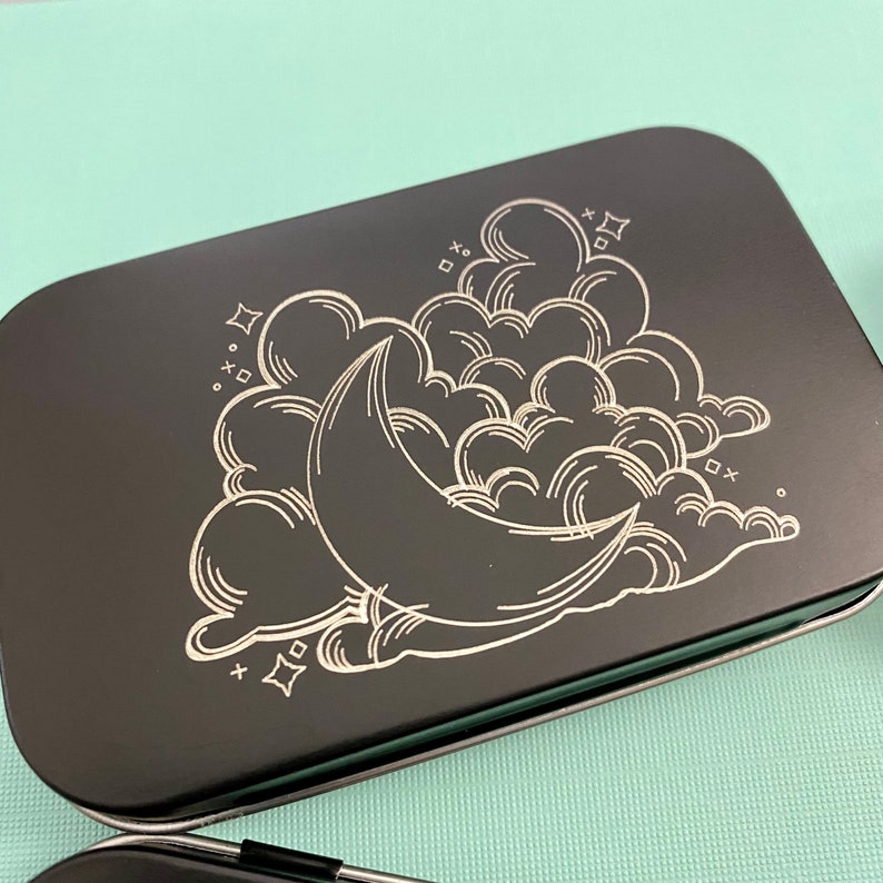 Moon and Sky Tins: Engraved Metal Boxes With Hinged Lids for | Etsy