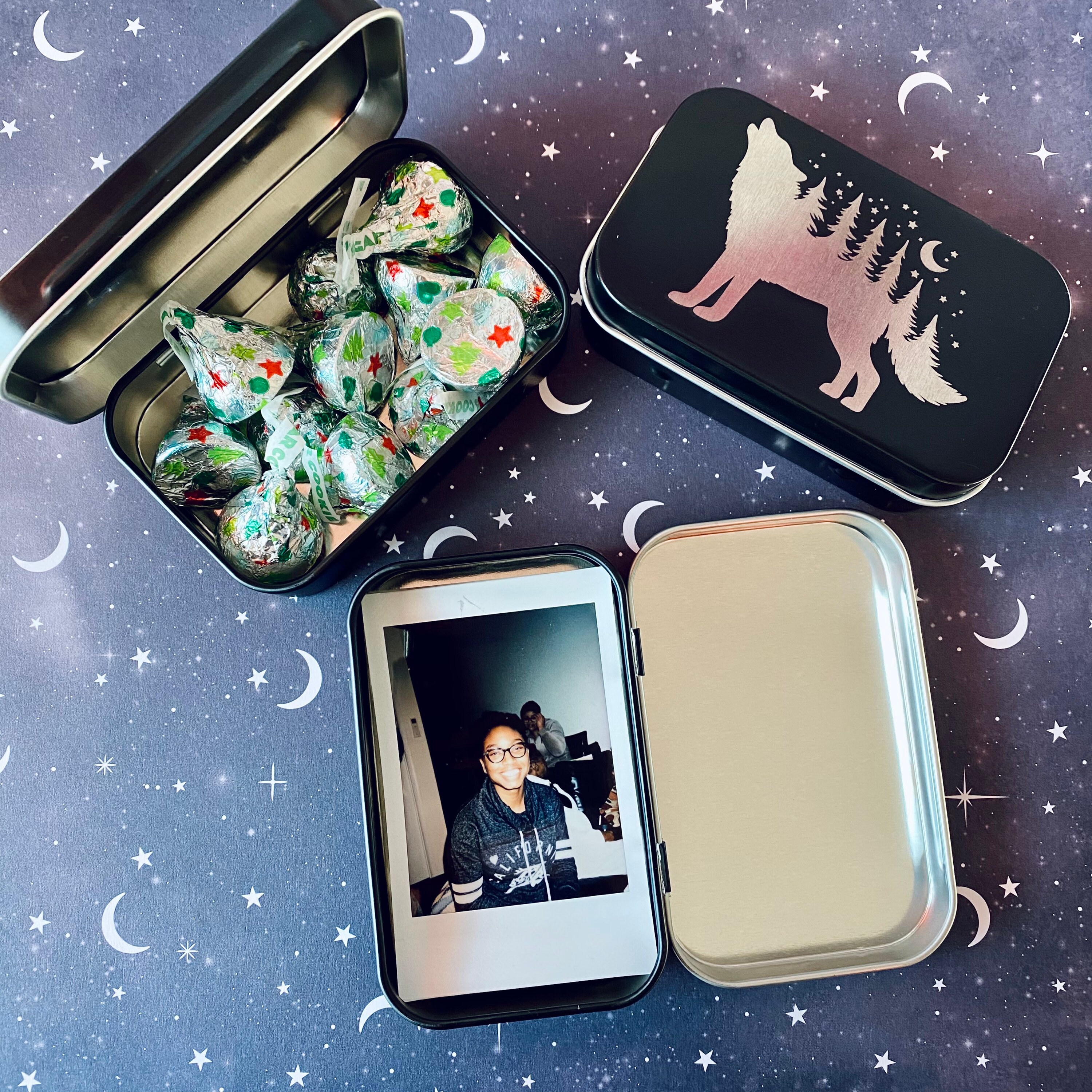 Howling Wolves Engraved Metal Boxes With Hinged Lid for | Etsy