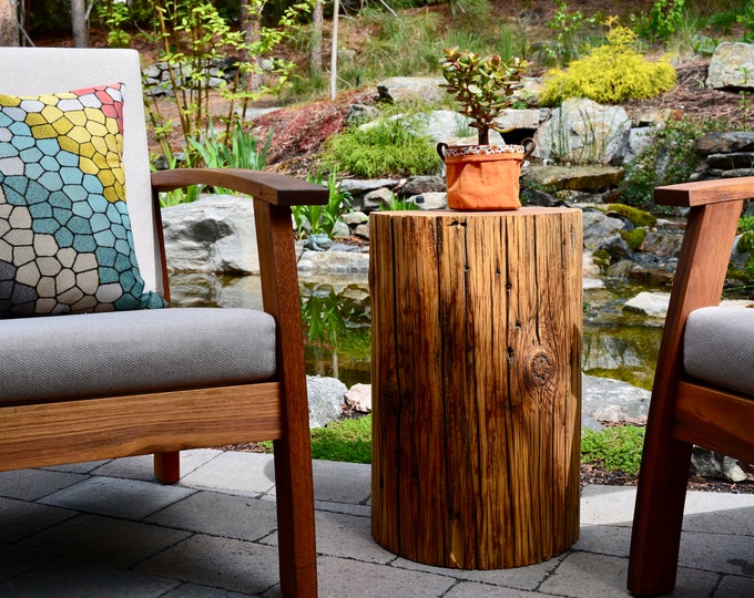 Large Size Reclaimed Cedar Log End Tables Tree Stump Side - Etsy