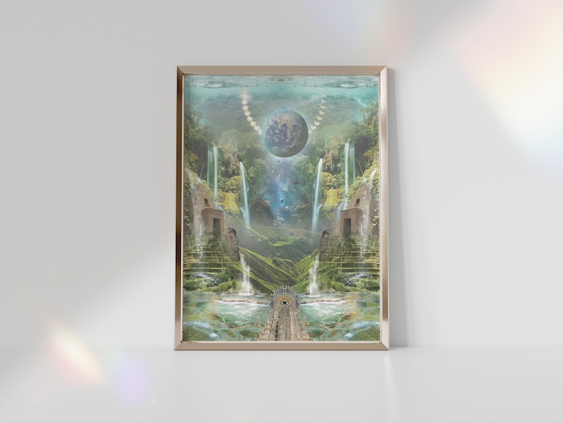Gaia Art Print: Lush Green Landscape, Earth Goddess - Etsy