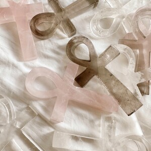 Ankh Egyptian Crystal Amulet Key of Life Rose Clear Smoky Quartz - Etsy