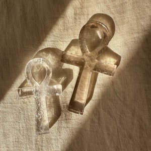 Ankh Egyptian Crystal Amulet Key of Life | Rose Clear Smoky Quartz - Etsy
