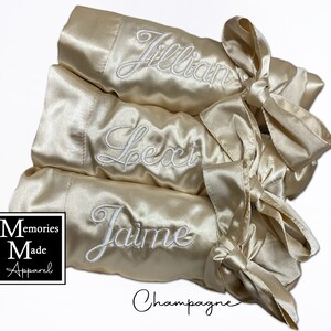 Champagne Robes, Robes for Bridesmaids, Embroidered Robes, Satin ...