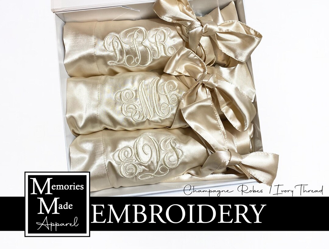 Champagne Robes, Robes for Bridesmaids, Embroidered Robes, Satin ...