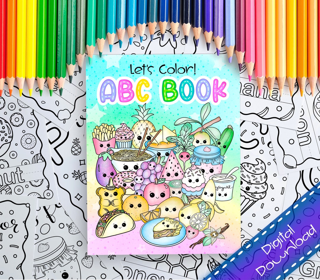 ABC Coloring Book Kawaii Food Edition Alphabet Coloring Pages Printable ...