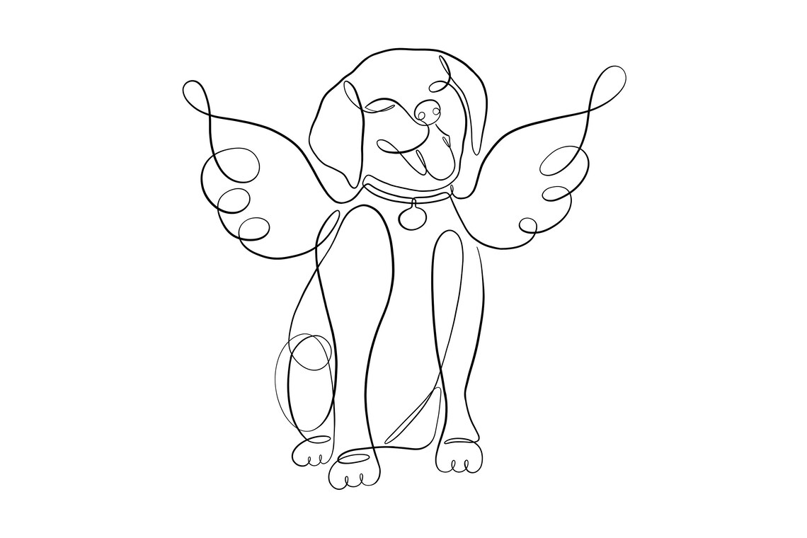 Angel Dog Line Art Digital Print Download Wall Art Print - Etsy