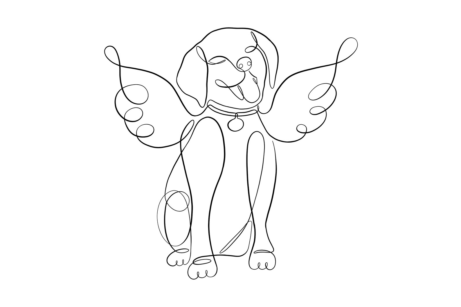 Angel Dog Line Art Digital Print Download Wall Art Print - Etsy