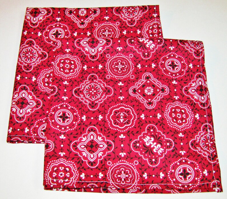 Red Bandana Kitchen Linens - Etsy