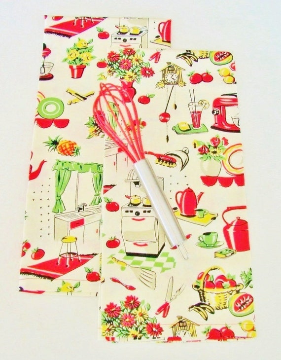 Fifties Retro Kitchen Tea Towels set of 2 - Etsy
