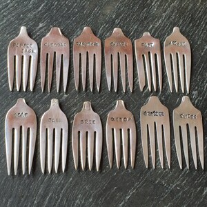 Hand Stamped Fork Cheese Marker Sets; Silverware Gifts; Fork & Spoon ...