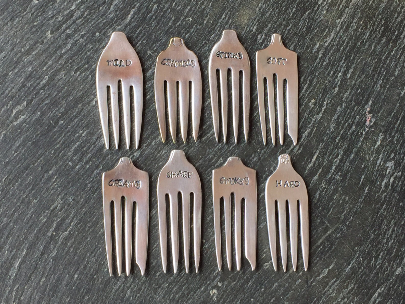 Hand Stamped Fork Cheese Marker Sets; Silverware Gifts; Fork & Spoon ...