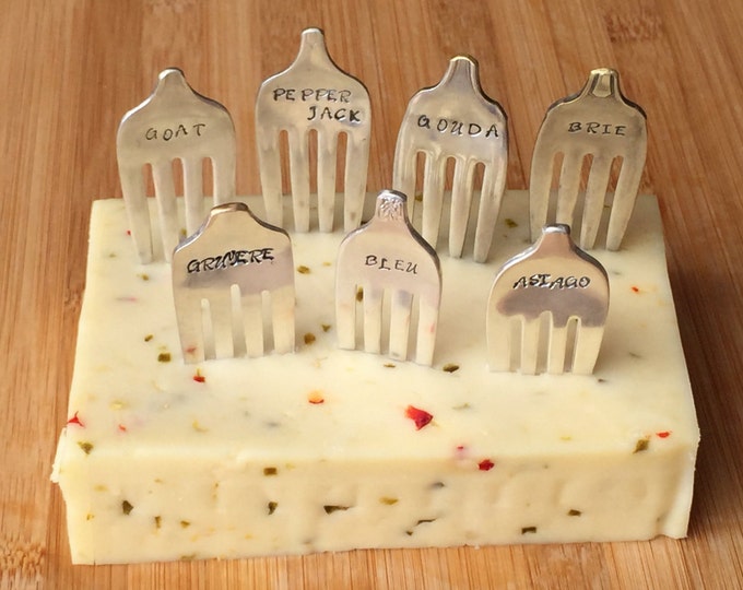 Hand Stamped Fork Cheese Marker Sets Silverware Gifts Fork & Spoon ...