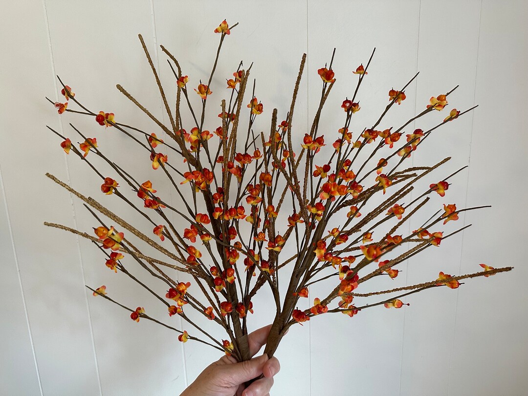 Faux Bittersweet Stems: 29" Fall Decor Twig Sprays (pair) - Etsy