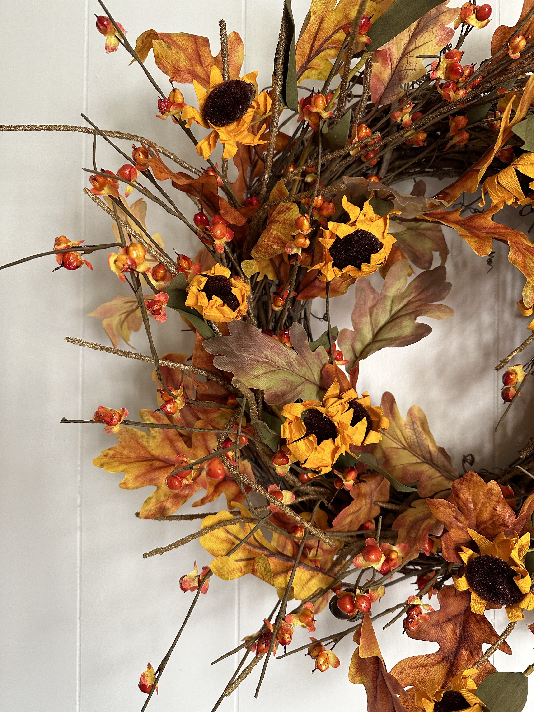 Faux Bittersweet Wreath, Oak Leaves, Sunflowers, Fall Harvest Decor - Etsy