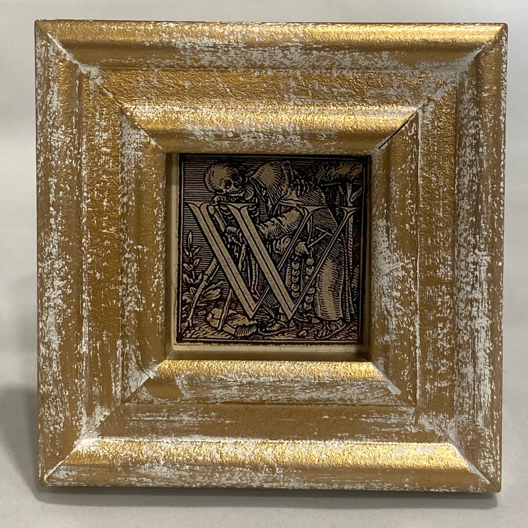 Hans Holbein's Dance of Death Alphabet Gold White Frame Oddities Letter ...
