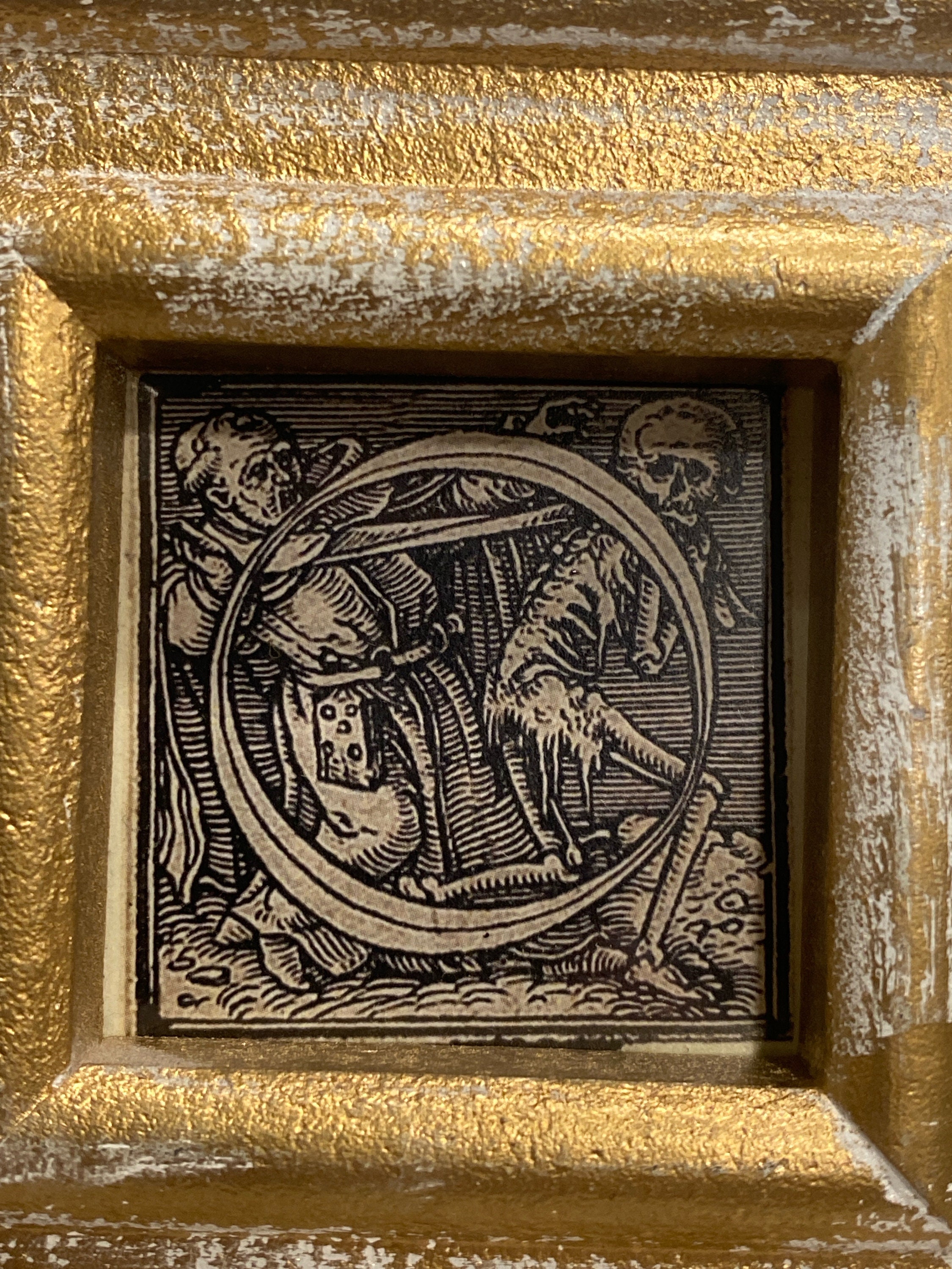 Hans Holbein's Dance of Death Alphabet Gold White Frame Oddities Letter ...