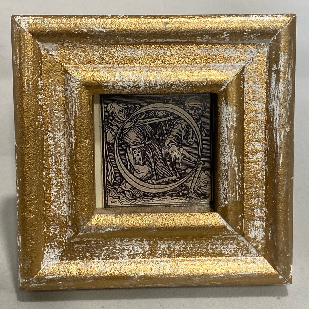 Hans Holbein's Dance of Death Alphabet Gold White Frame Oddities Letter ...