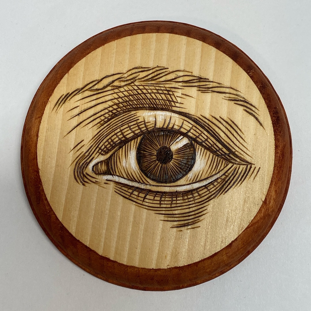 Vintage Eye Illustration Reproduction Pyrography Round Wooden Plaque - Etsy