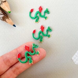 Set of Small Dragon Iron on Patch, Dragon Embroidery Applique, Mini Green Dragon Patches, Tiny ...