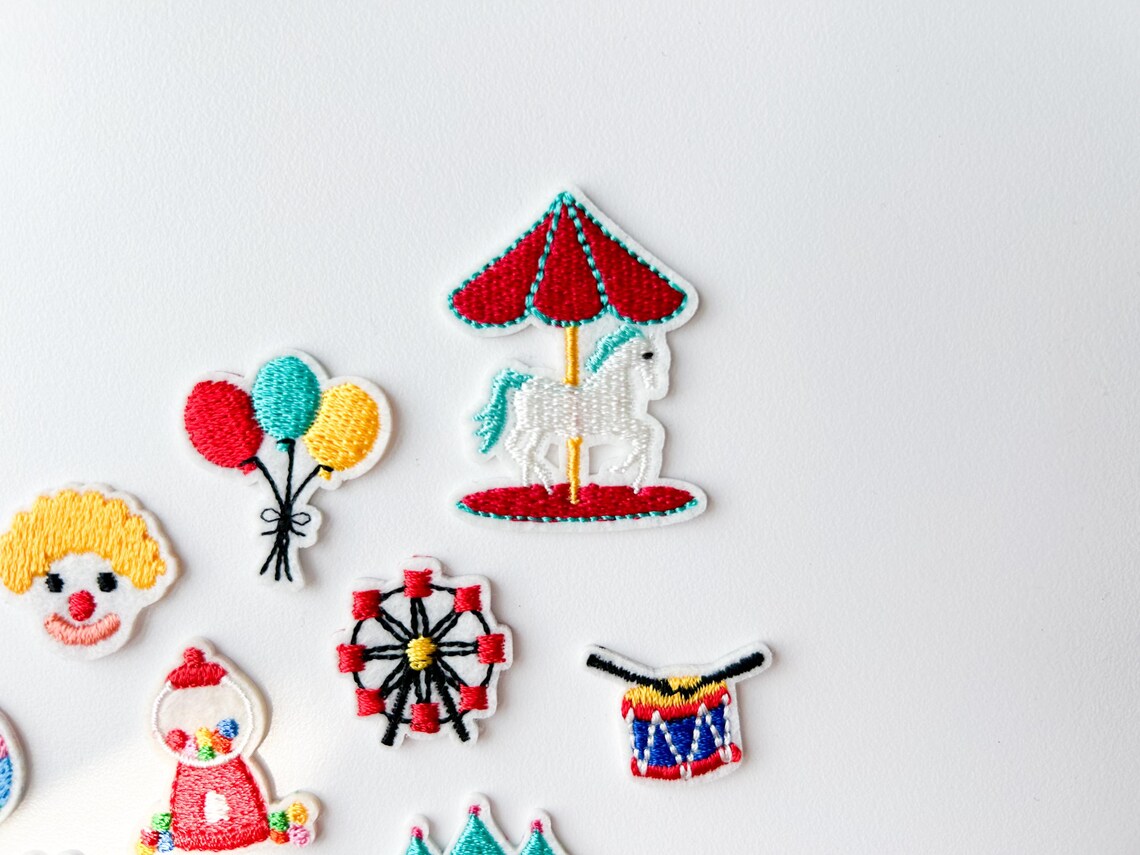 Set of 10 Mini Carnival Iron on Patches, Small Embroidered Festival ...