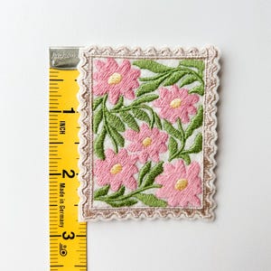 Flower Stamp Iron on Patches, Floral Embroidered Applique, Vintage ...