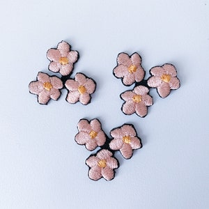 Set of Mini Cherry Blossom Iron-on Patches, Pink Sakura Embroidered ...